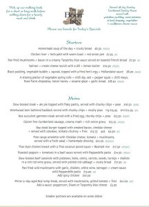 Menus – The Boot Inn