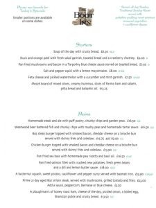 Menus – The Boot Inn